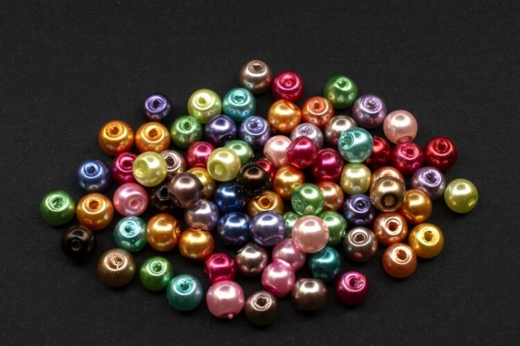 Жемчуг искусственный 4мм, отверстие 1мм, ассорти цветов, 512-039, 10г (около 100шт)