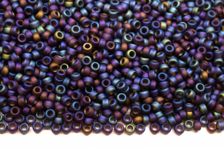Бисер японский MIYUKI круглый 15/0 #0135FR темное пиво, матовый радужный прозрачный, 10 грамм