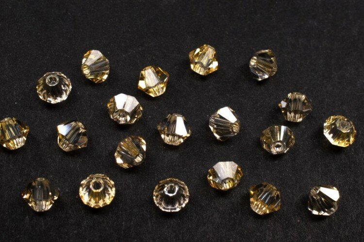 Бусины биконусы хрустальные 4мм, цвет CRYSTAL BLOND FLARE, 746-053, 20шт