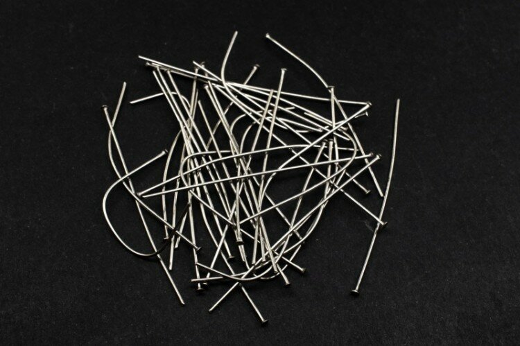 Штифты для бижутерии гвоздики 50х0,7мм, цвет стальной, хирургическая сталь, 30-103, 10г (около 65шт)