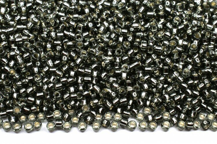 Бисер японский TOHO круглый 15/0 #0029B серый, серебряная линия внутри, 10 грамм