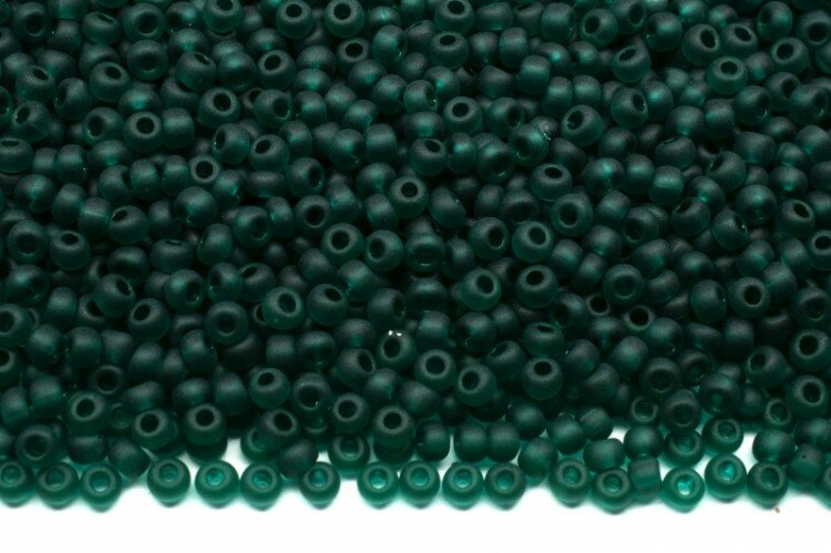 Бисер чешский PRECIOSA круглый 10/0 50710М матовый изумрудный, прозрачный, 1 сорт, 50г