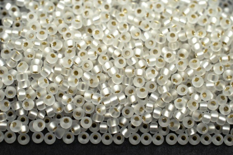Бисер японский MIYUKI круглый 11/0 #1901 хрусталь полуматовый, серебряная линия внутри, 10 грамм