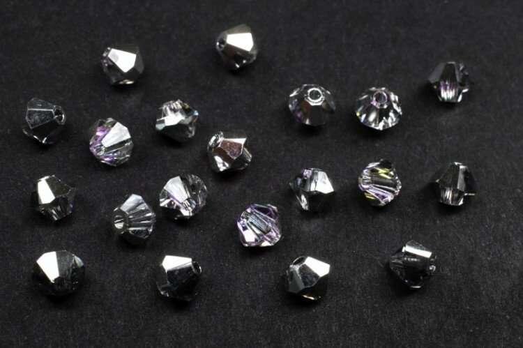 Бусины биконусы хрустальные 4мм, цвет CRYSTAL VITRAIL LIGHT, 746-060, 20шт