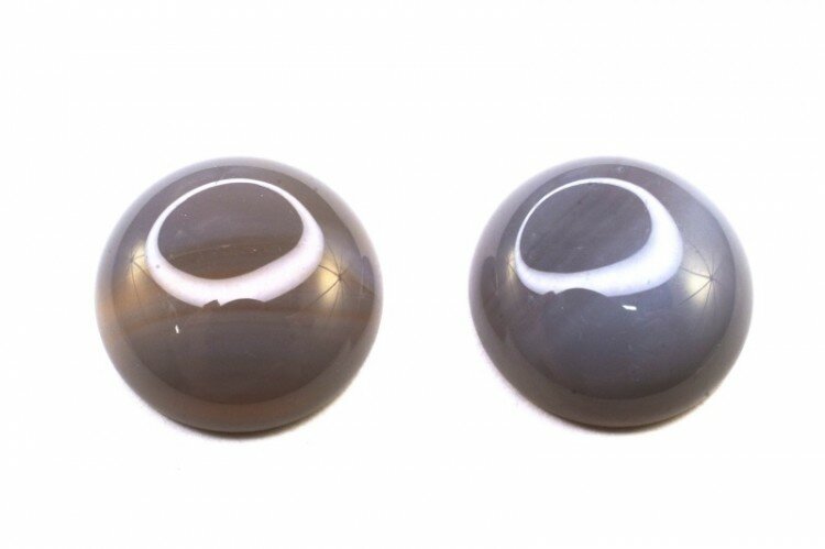 Кабошон круглый 16мм, Агат, оттенок серый, 2023-004, 1шт