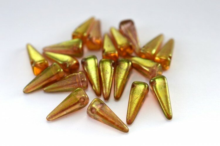 Бусины Villa beads 6х13мм, отверстие 0,8мм, цвет 00030-14495 Crystal, Red Luster, 700-001, около 10г (около 25шт)