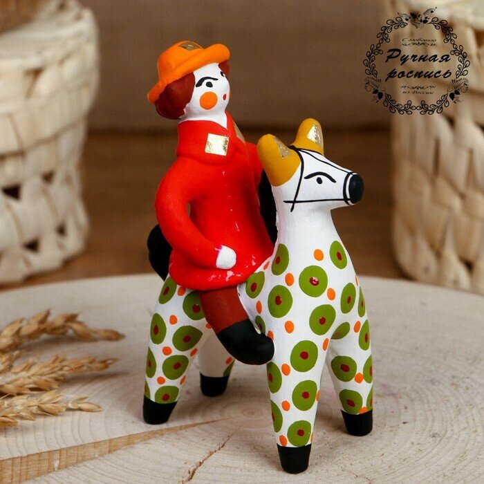 Дымковская игрушка 'Всадник', 12 см