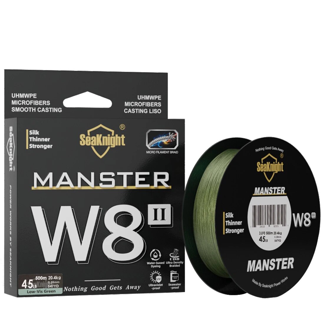 SeaKnight MONSTER/MANSTER W8 II плетенная леска 15-100LB Темно-зеленый, 150M 8.0, LOW GREEN