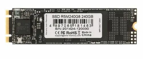 240 ГБ SSD M.2 накопитель AMD Radeon R5 Series (R5M240G8) - SATA 3, чтение - 530 Мбайт/сек, запись - 450 Мбайт/сек, 3D NAND, 3 бит TLC