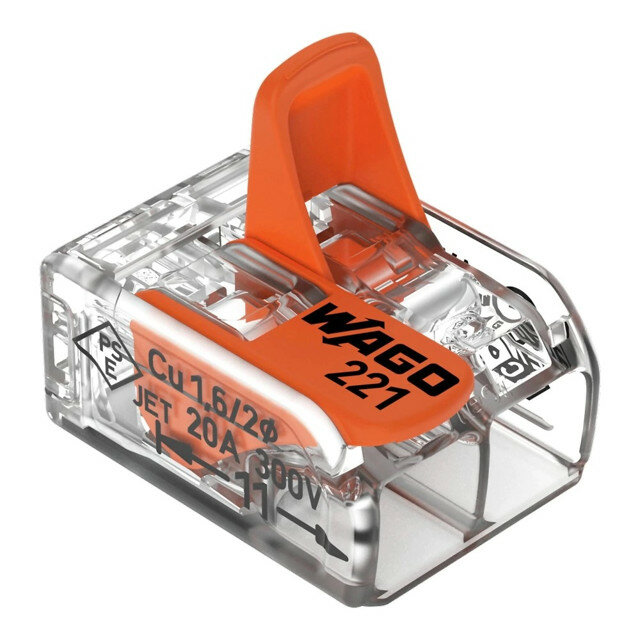 WAGO 221-412 клемма соединительная 2-х проводная, набор из 3 шт, оригинальное изделие