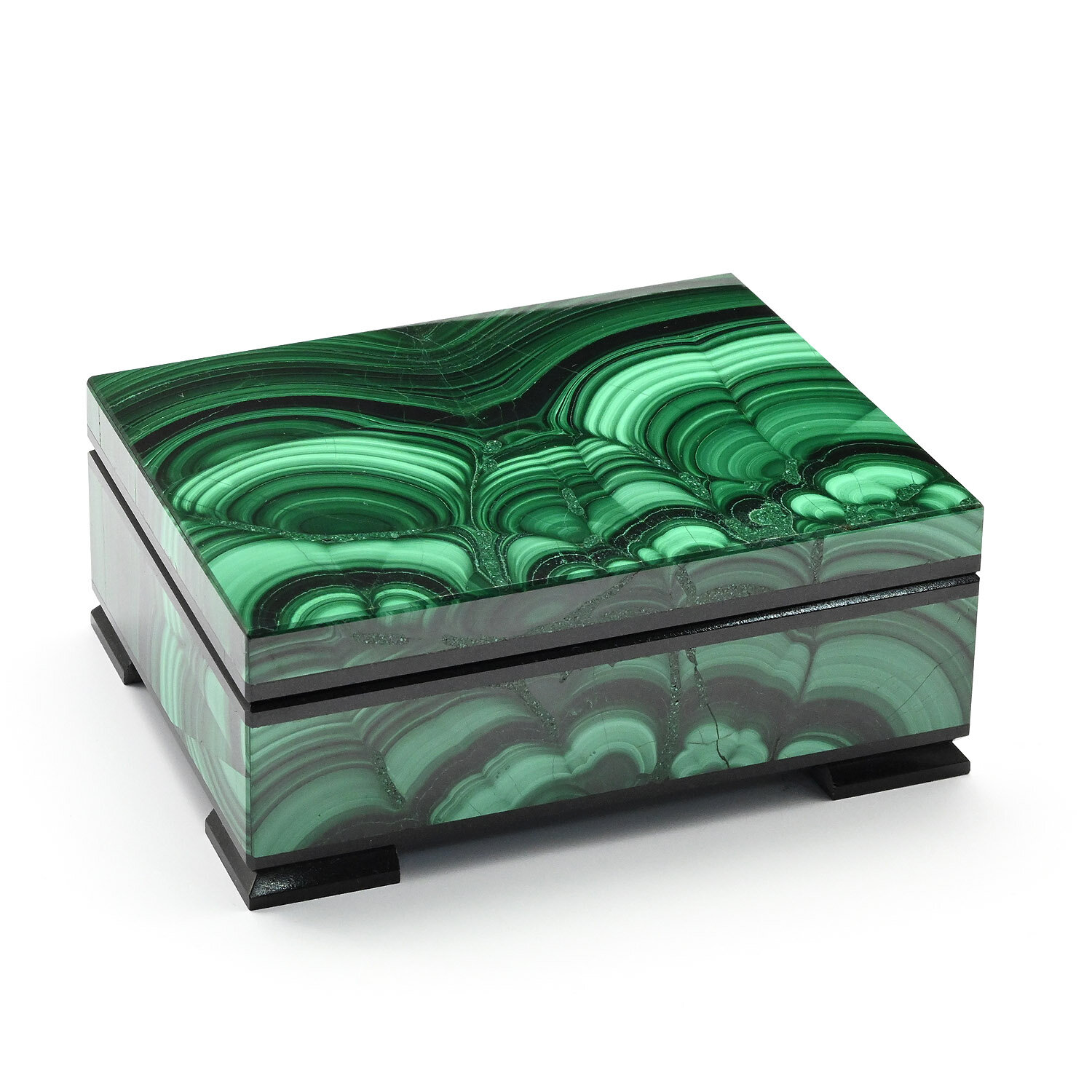 Шкатулка малахитовая "Подарочная" 110*70*45мм .