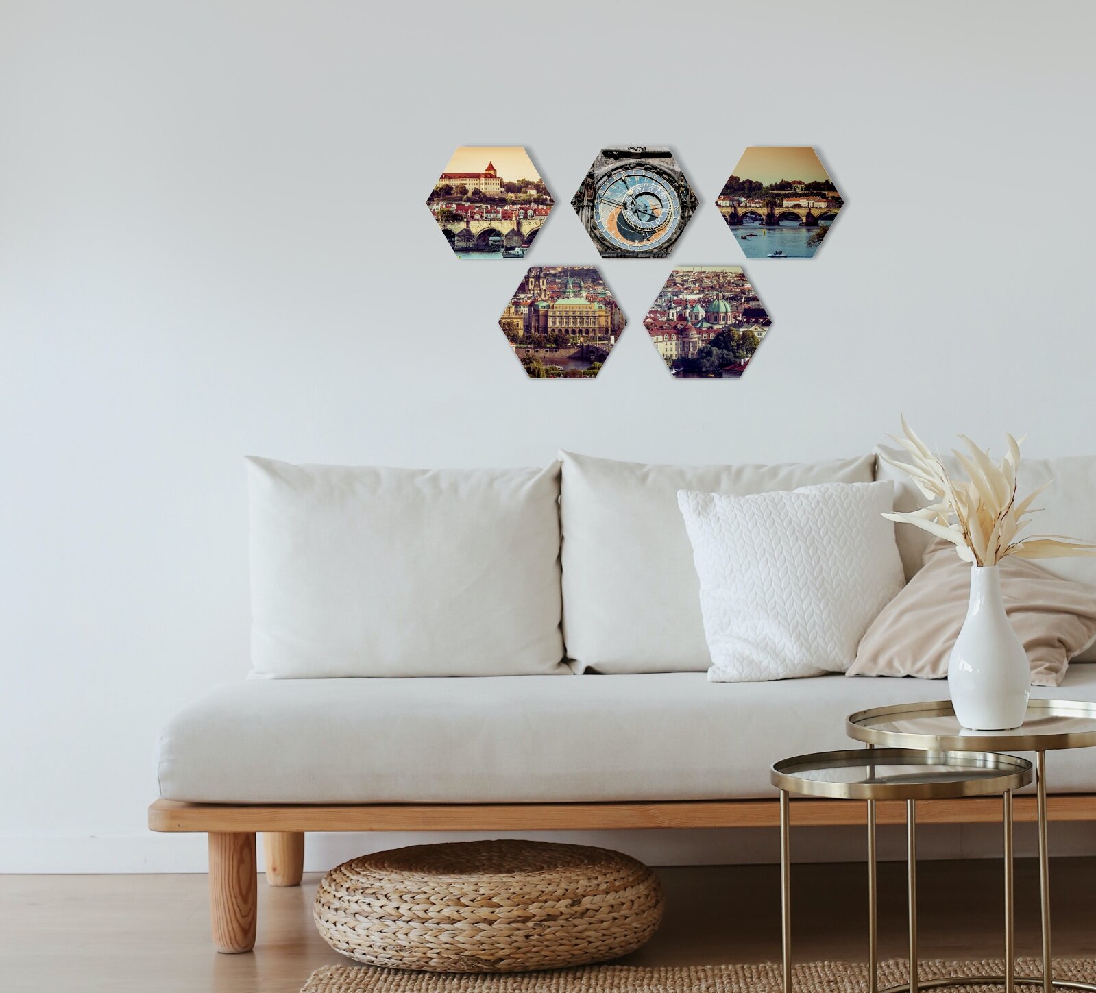 Набор модульных картин-шестиугольников на пластике "Прага" ( 5шт. по 20х18см.)