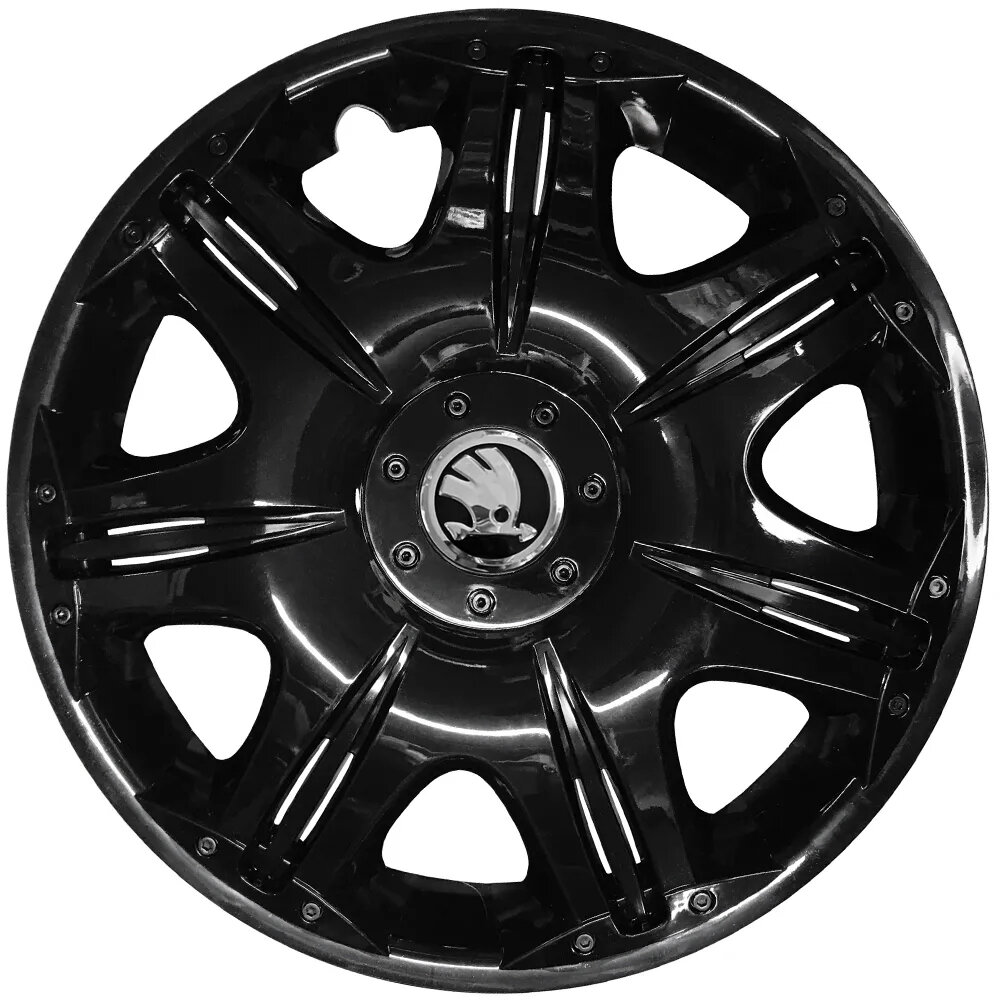 Автомобильные колпаки на диски шкод опус черная R13", в комплекте 4 колпака