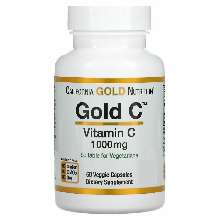 California Gold Nutrition, Vitamin C, 1000 мг, 60 растительных капсул