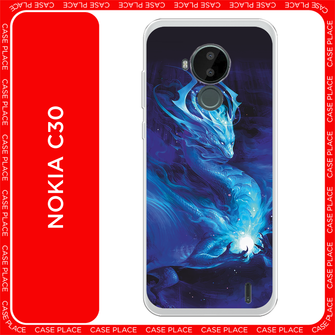 Чехол на Nokia C30 / Нокия C30 с принтом Лунный дракон