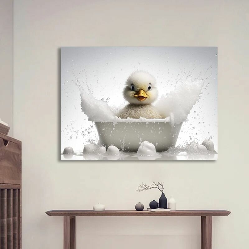 Картина "Цыплёнок в ванной" ВсеКартины. Тут, на подрамнике, поп-арт, 70x50 см