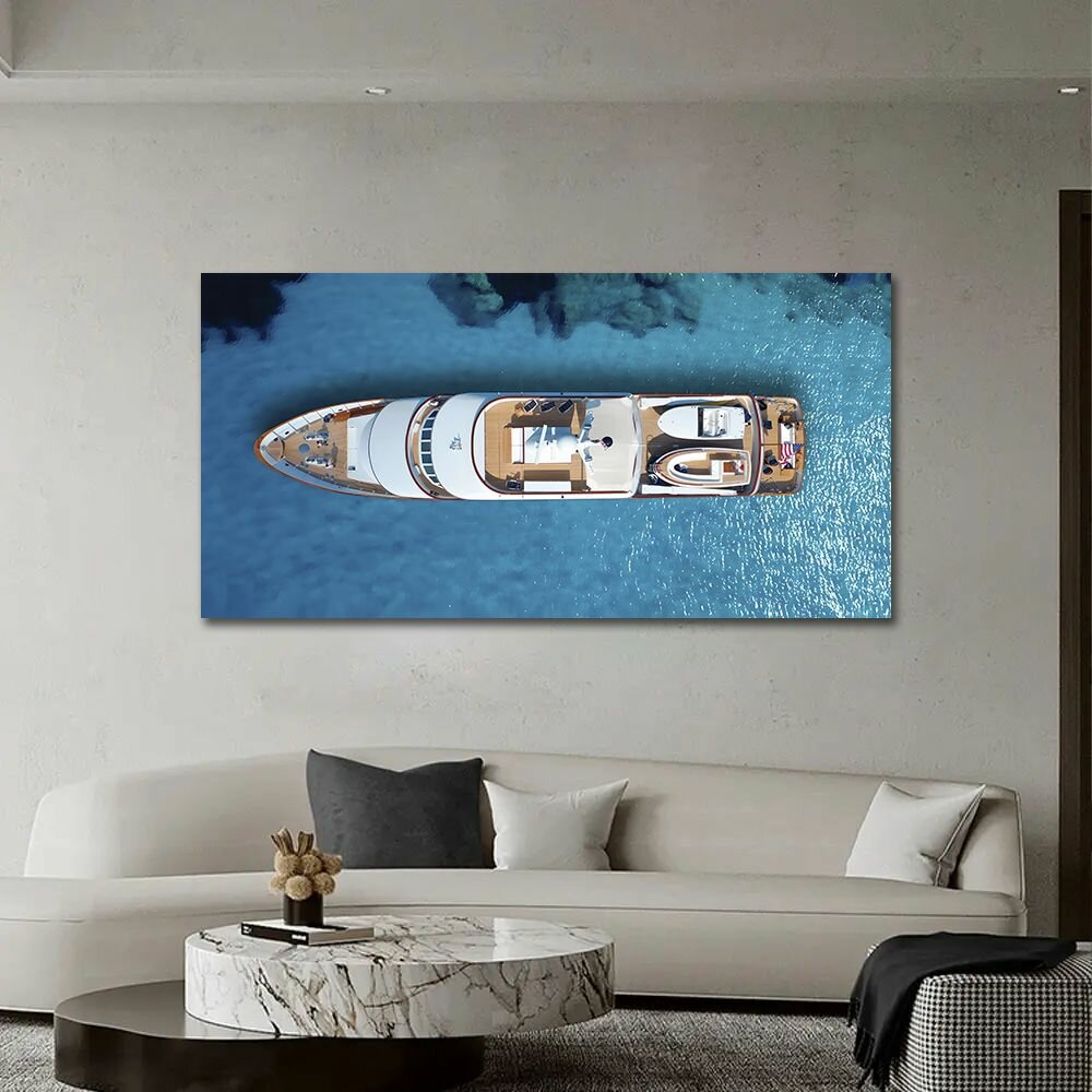 Картина ВсеКартины. Тут "Корабль в море", на холсте, на подрамнике, дерево, 80x40 см