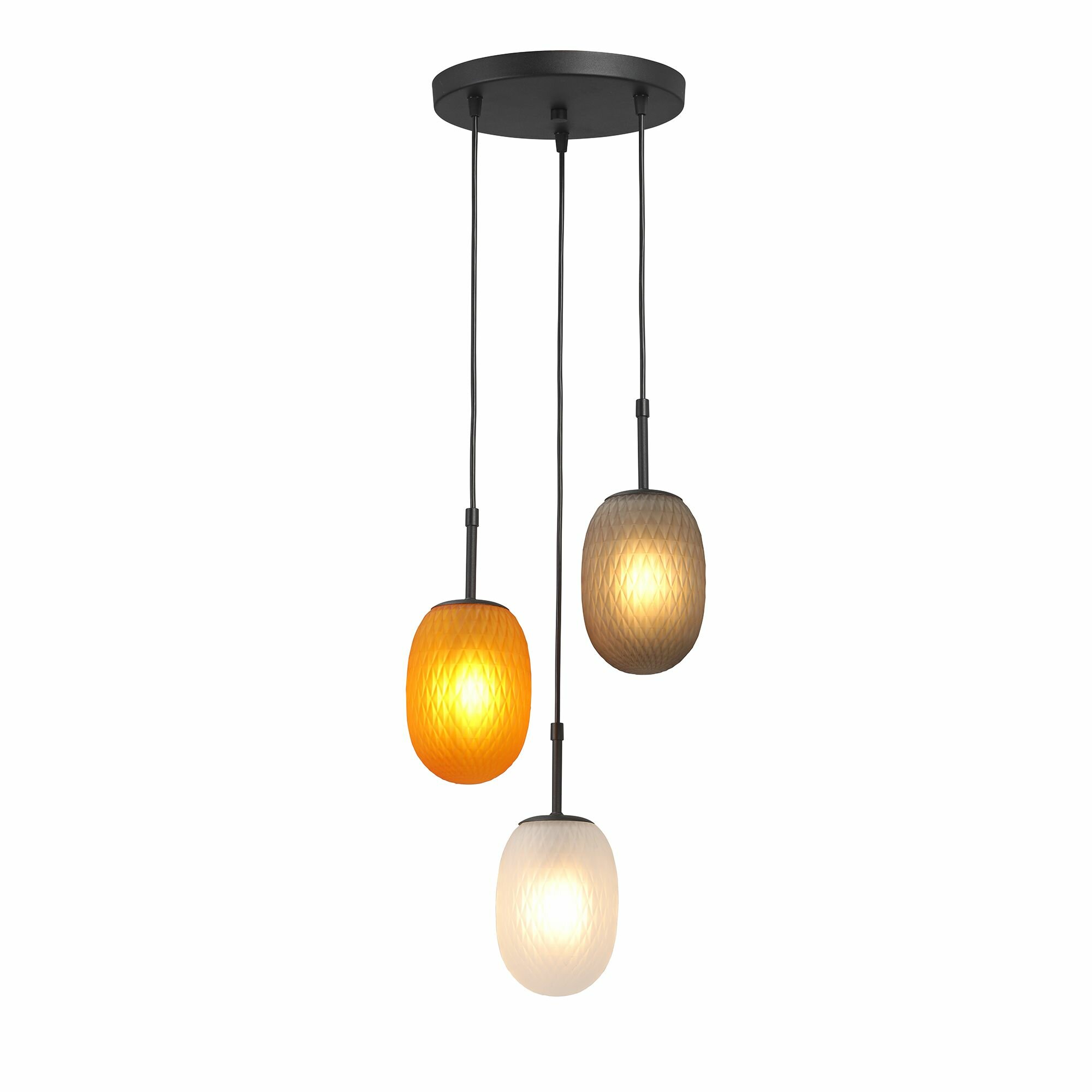 Люстра подвесная Vitaluce V2821-1/3S, 3 лампы, E14 макс. 40Вт, 9м2, цвет чёрный матовый.