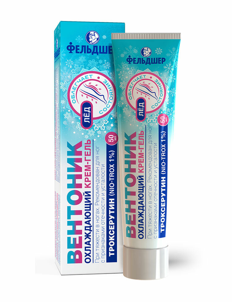 Крем-гель для ног Фельдшер "Вентоник", охлаждающий, при тяжести, троксерутин, 50 мл