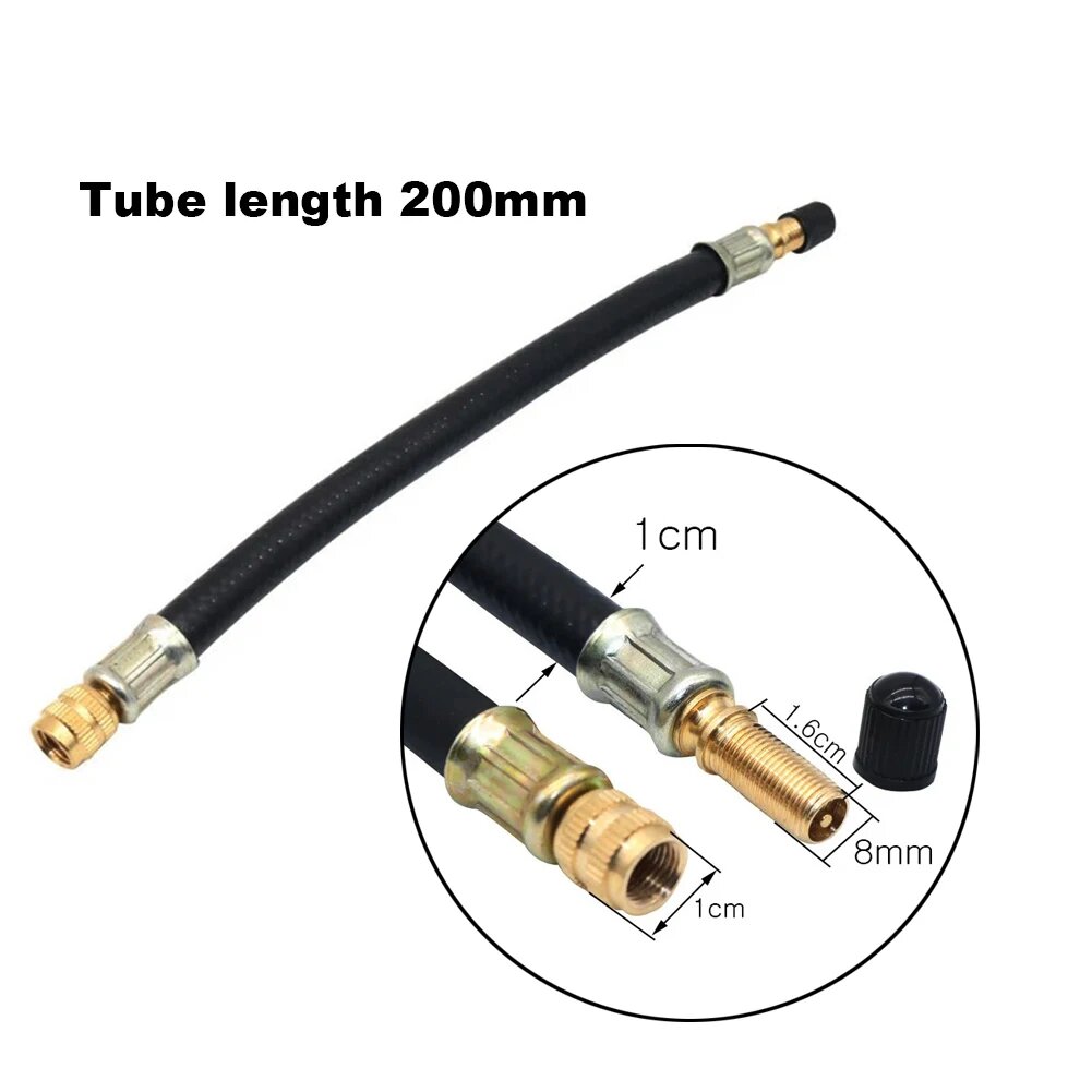 Удлинительная трубка воздушного насоса Мотоцикл Велосипед Автомобильные шины Шланг для накачивания воздуха Надувной насос Удлинительная трубка Адаптер Поворотная шина Автозапчасти Tube length 200mm