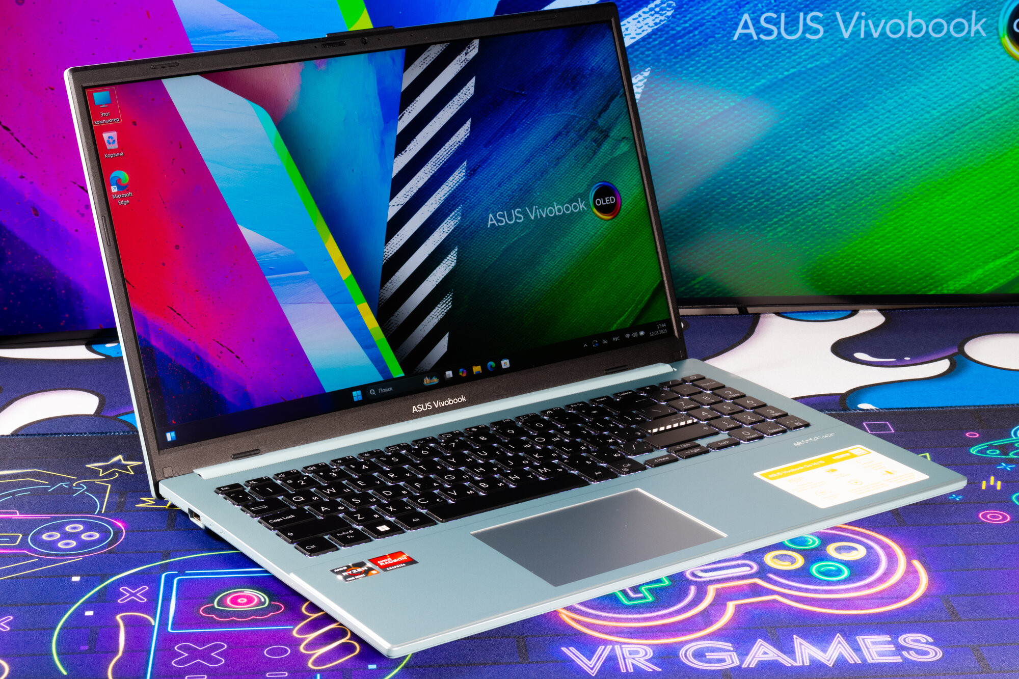 Ноутбук ASUS VivoBook Go 15 (15.6" Full-HD / Ryzen 5 7520U / RAM 8ГБ / Radeon Graphics/ SSD 512ГБ / Windows 11), зелёный