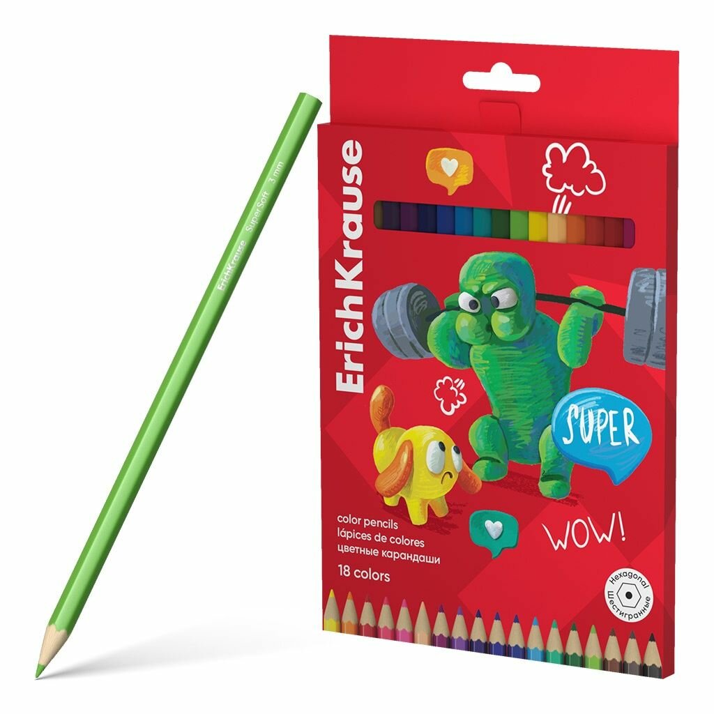 Цветные карандаши Erich Krause "Jolly Friends", 18 оттенков, дерево (61793)