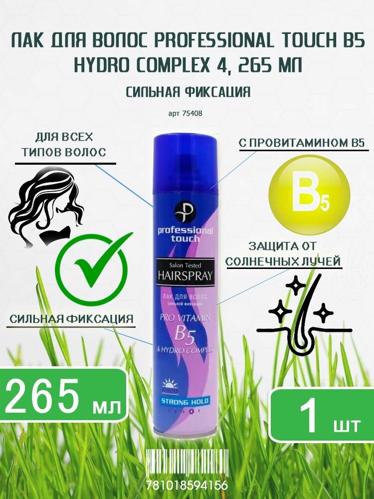 Лак для волос Professional Touch В5 Hydro Complex Сильная фиксация, 265 мл х 1шт