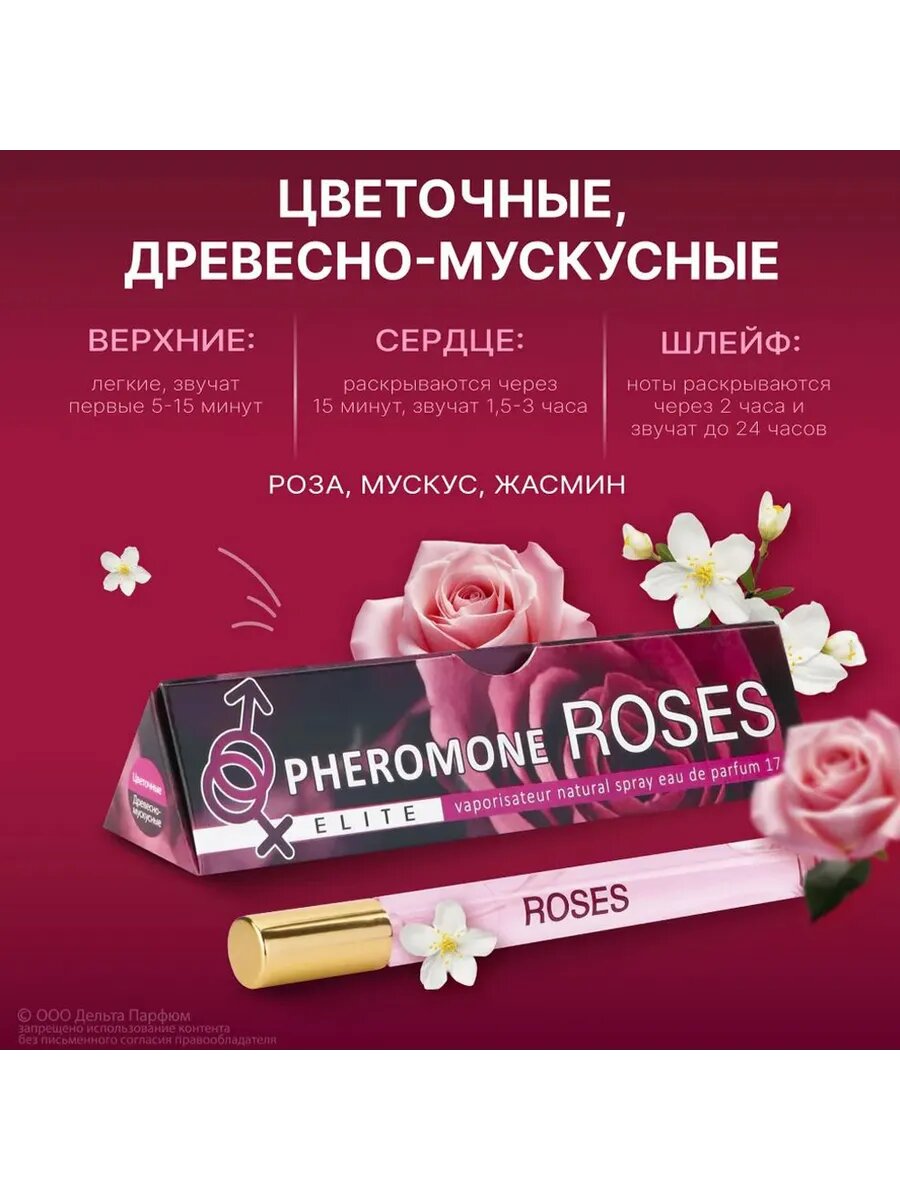Парфюмерная вода с феромонами Elite Roses женская, 17 мл