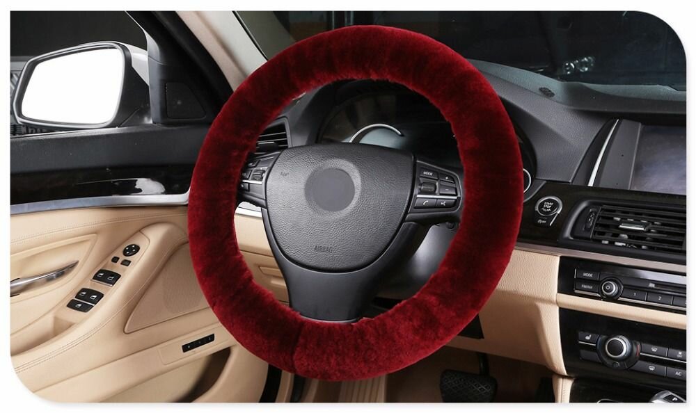Оплетка на руль, аутентичная овчина, мягкая оплетка рулевого колеса из австралийской шерсти, защитная крышка рулевого колеса