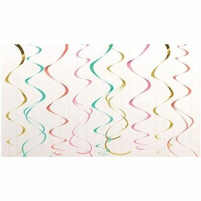 Декорация подвесная AMSCAN спираль, пастель, 55 см, украшение интерьера, 12 шт
