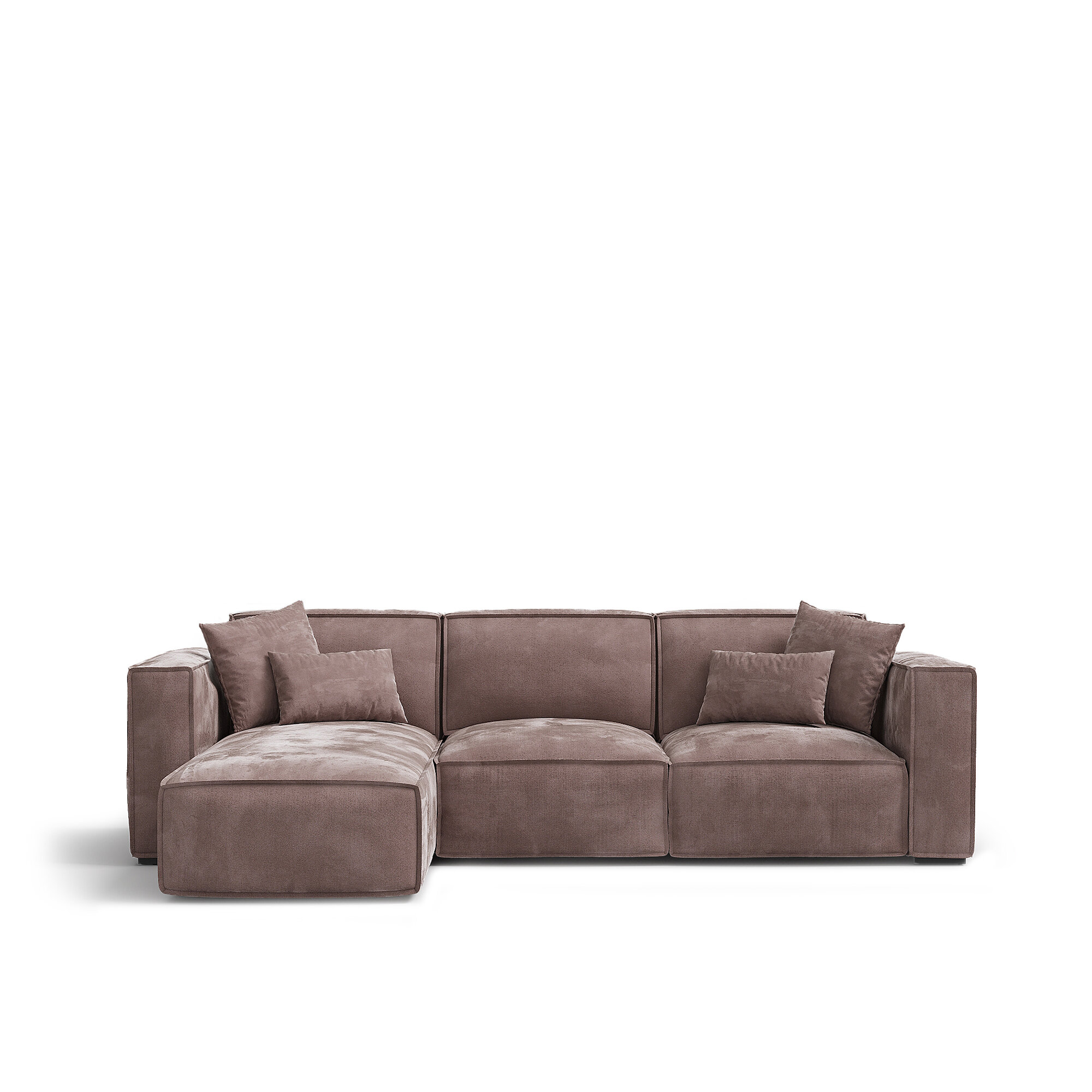 Диван Tony угловой, раскладной, замша, коричневый