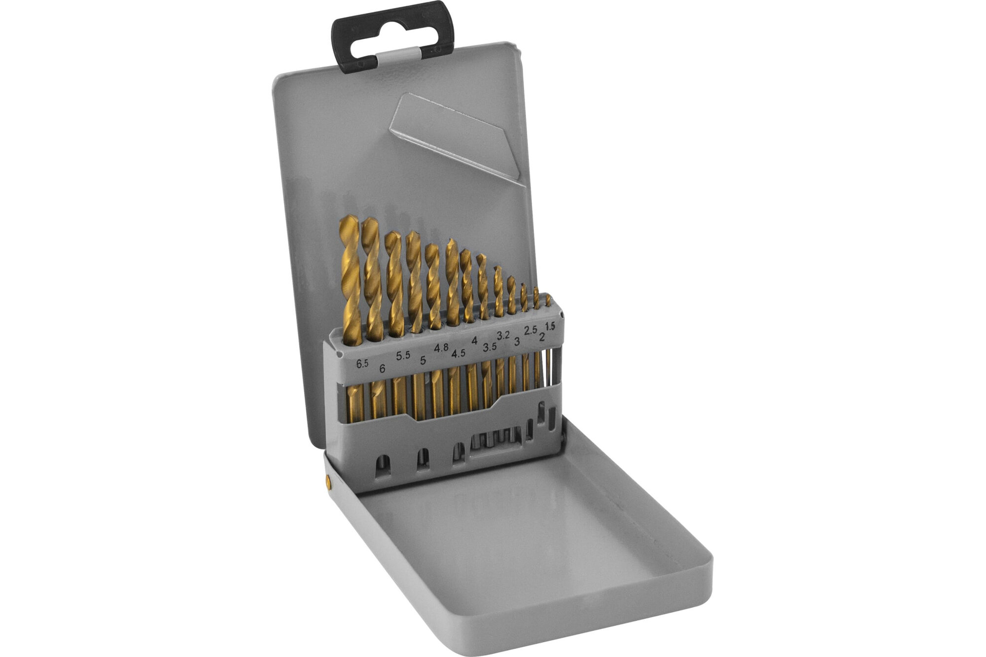 Набор спиральных сверл по металлу HSS TiN в металлическом кейсе TDBS13 (13 шт; 1.5-6.5 мм) Thorvik