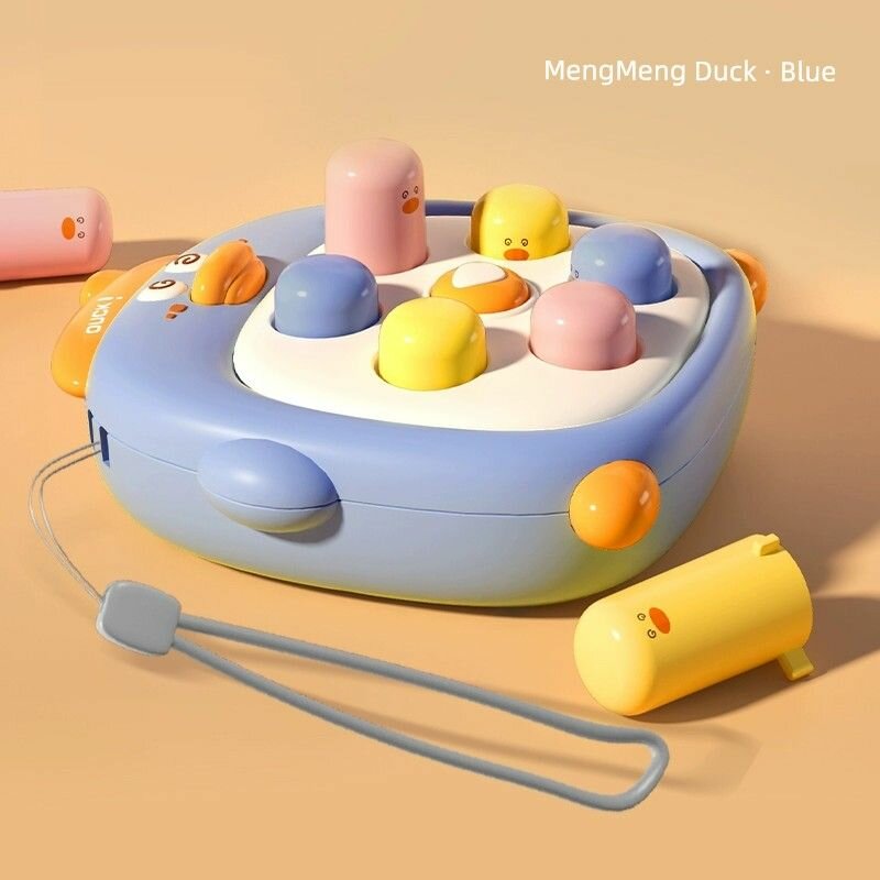 Музыкальная игрушка Выбей крота - MengMeng Утка Синий (с шнурком)