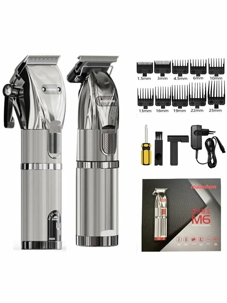 JRL Professional Машинка для стрижки madeshow M5+M6, серебристый, белый