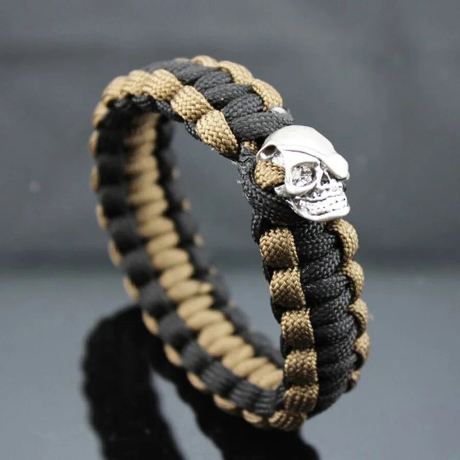 Браслет паракорд с черепом Black Brown Skull