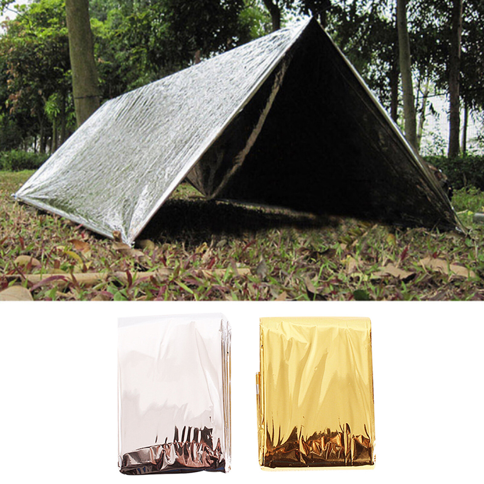 Emergency Blanket Survival Blanket Camping Tent Thermal Waterproof Outdoor Emergency Equipment PE 200*92cm Gold/Silver 28um 14*8*3cm 67g 1шт
