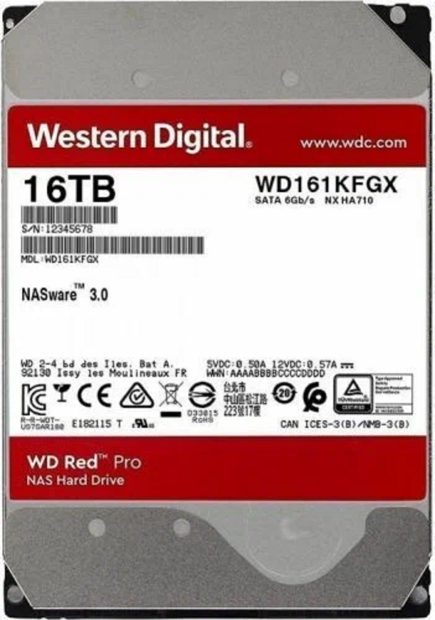 Жесткий диск WD161KFGX Western Digital Red Pro, 16ТБ, 7200 об/мин, SATA