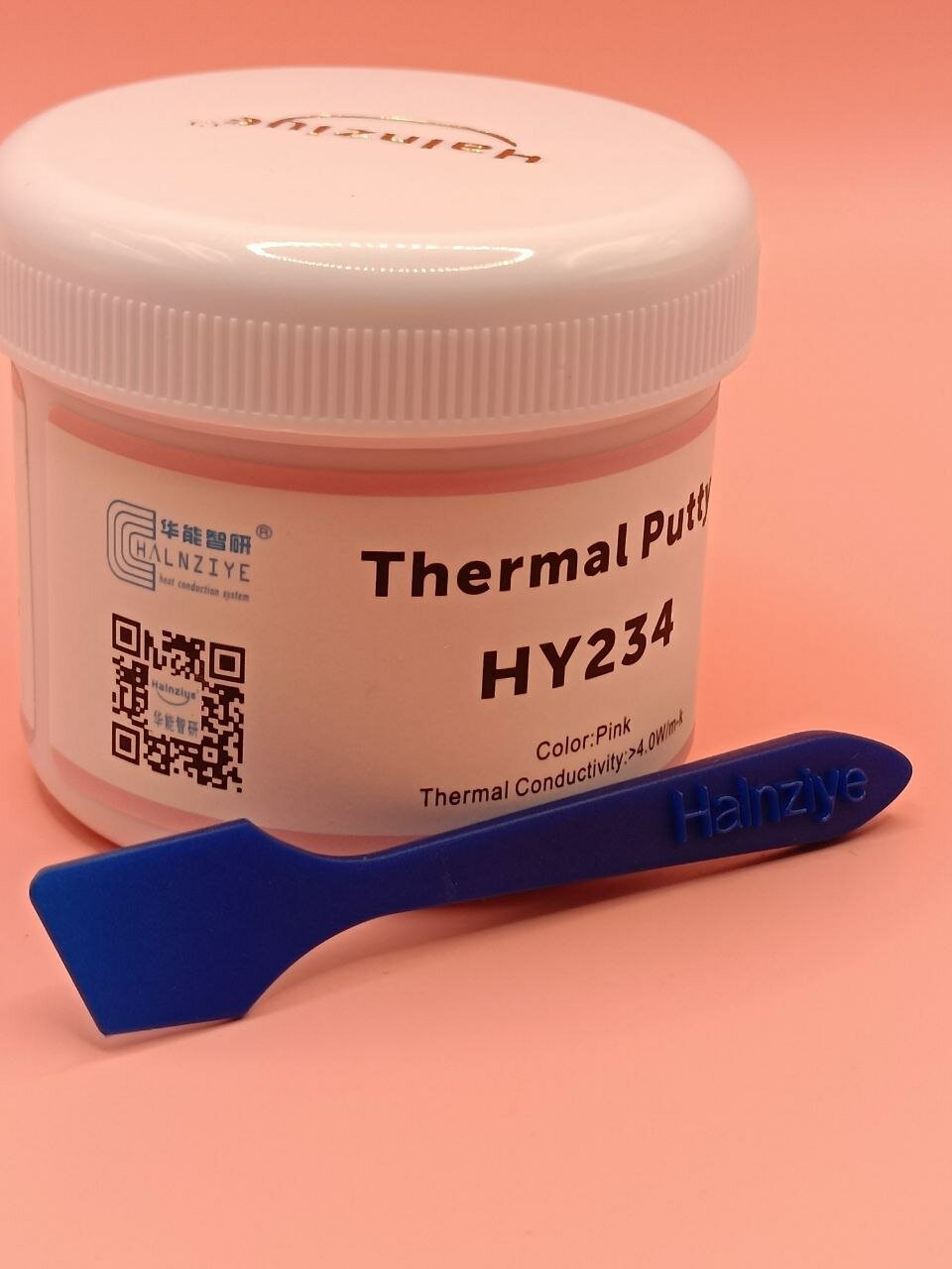 Термопаста Halnziye HY204, теплопроводность 4W, 100г, в банке, розовая