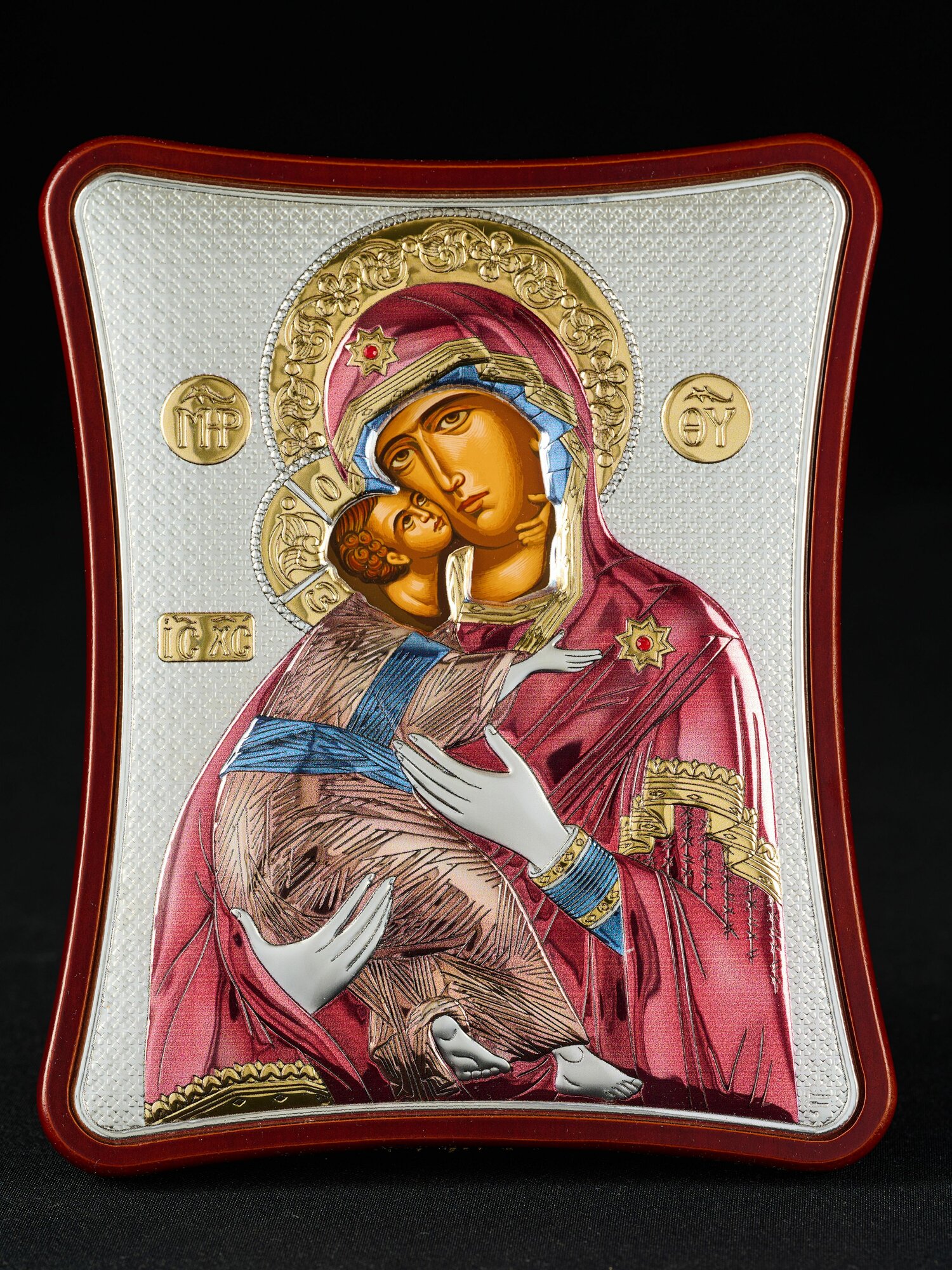 Серебряная икона Богородица Владимирская Греческая Фигурная