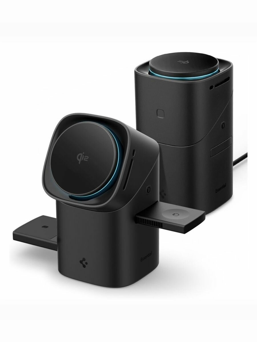 Беспроводное зарядное устройство Spigen Essential 3-в-1 QI2 с поворотным магнитным креплением magsafe