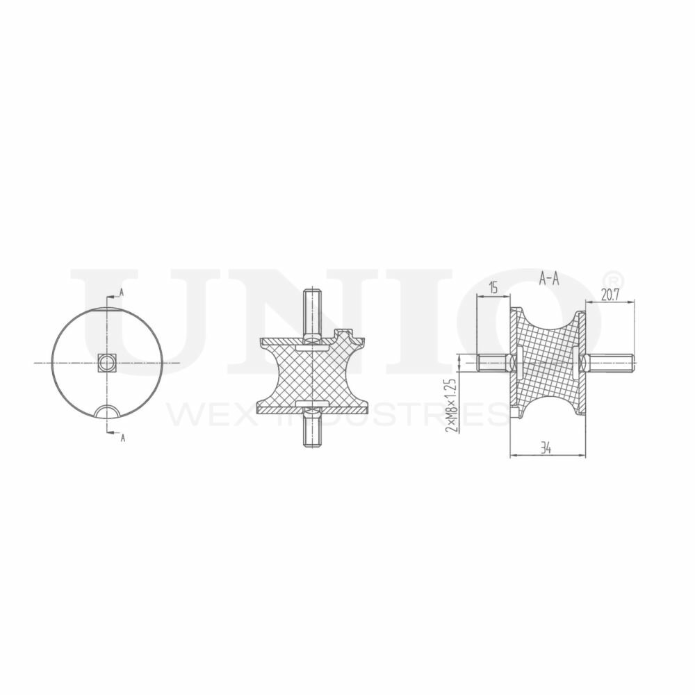 Опора двигателя задняя UNIO RMP-15128 Bmw 5 E34, E39 90-, 3 E30, E36, E46, E90-E93 89-, 1 E81, E82, E87, E88 04-