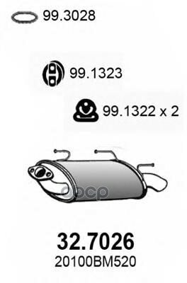 Глушитель Nissan Almera (N16) 1.5-1.8 (QG15DE, QG18DE) 00->06 ASSO арт. 32.7026