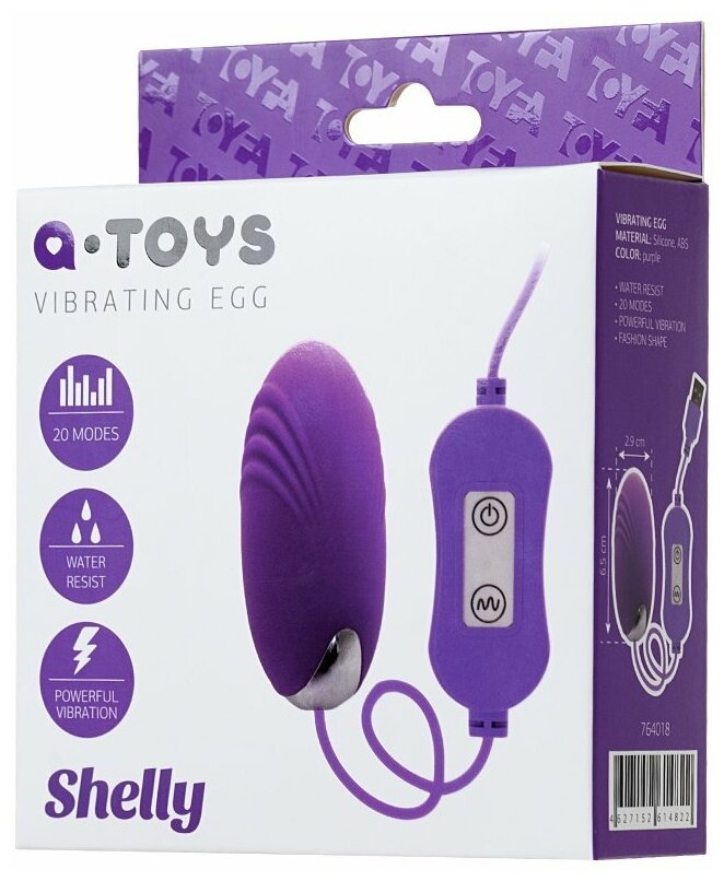 Виброяйцо с пультом управления TOYFA A-Toys Shelly, фиолетовый