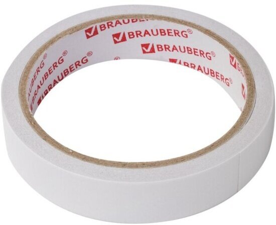 Клейкая лента двусторонняя Brauberg (19 мм х 10 м, бумажная основа)
