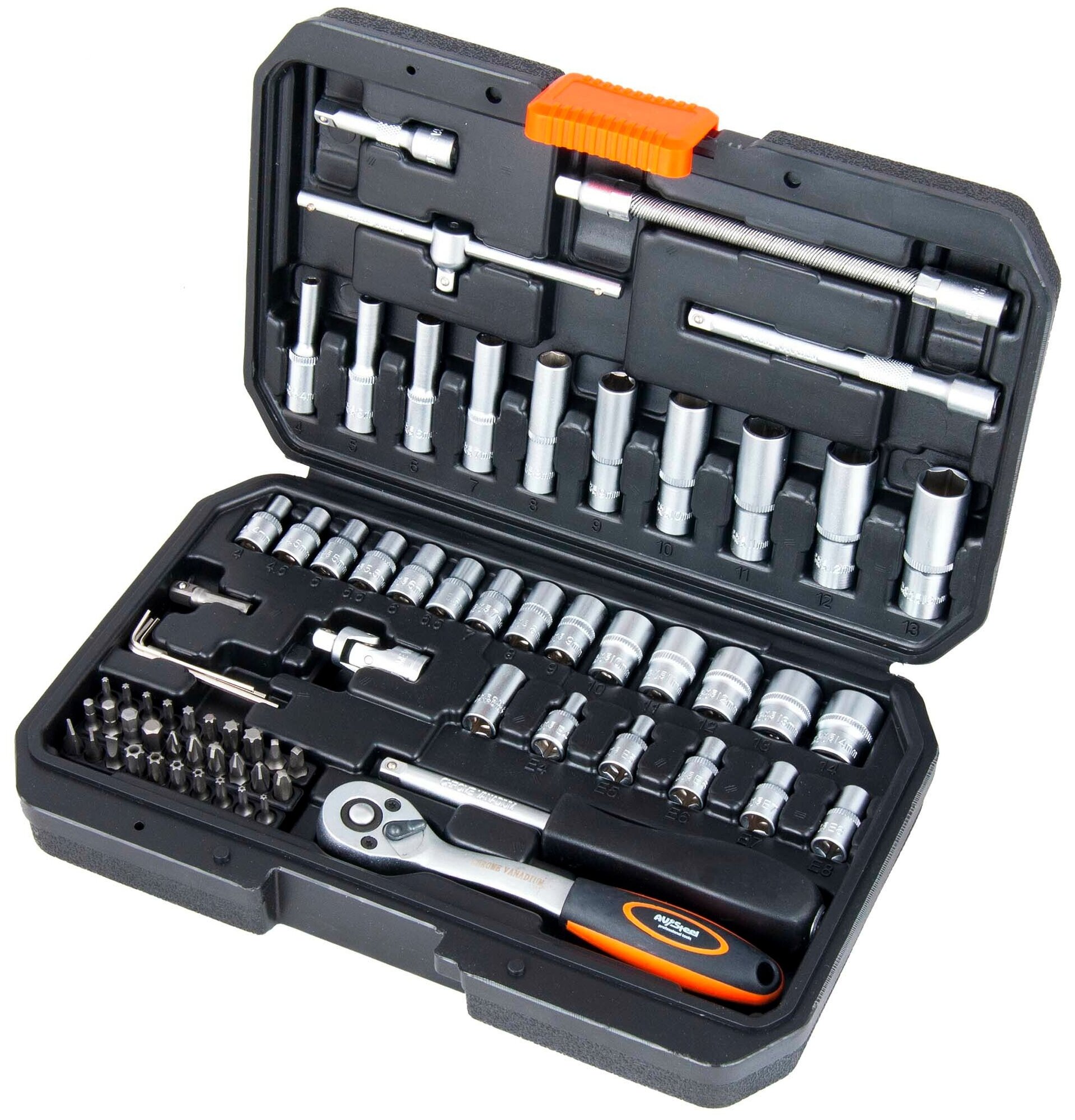 Набор инструмента "AV Steel" 72 предмета 1/4" профессиональный