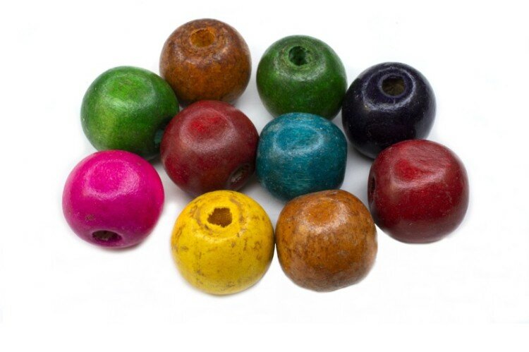 Бусины деревянные круглые 19х18мм, отверстие 4,5мм, ассорти цветов, 539-012, 10шт