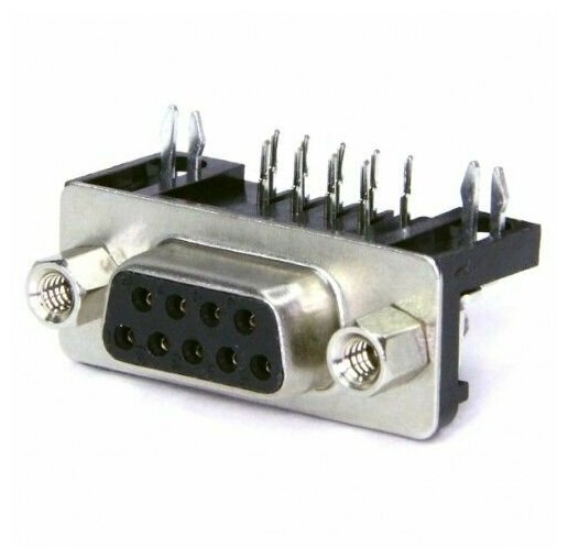 DRB-9FA, Разъем D-SUB 9 контактов, гнездо на плату, прямой угол 7.2мм / 2 штуки