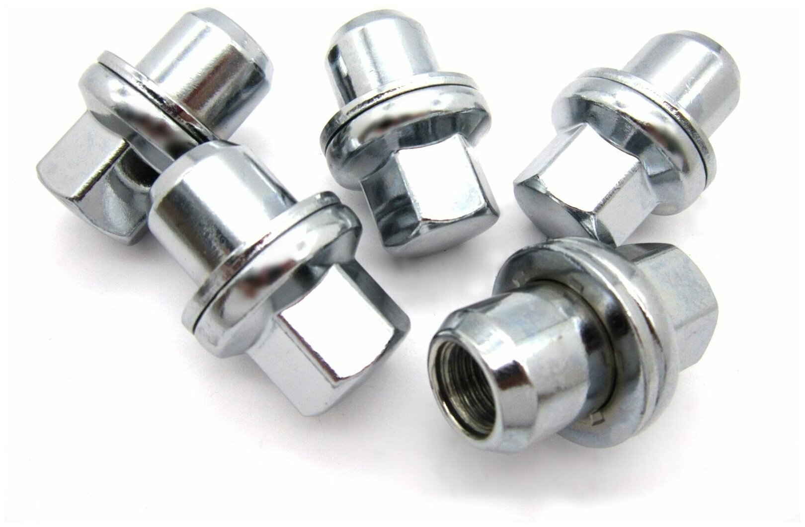 Гайки колесные M14X1,5 под 22 ключ, хром высота 46 мм Прессшайба закрытая, 5 шт.