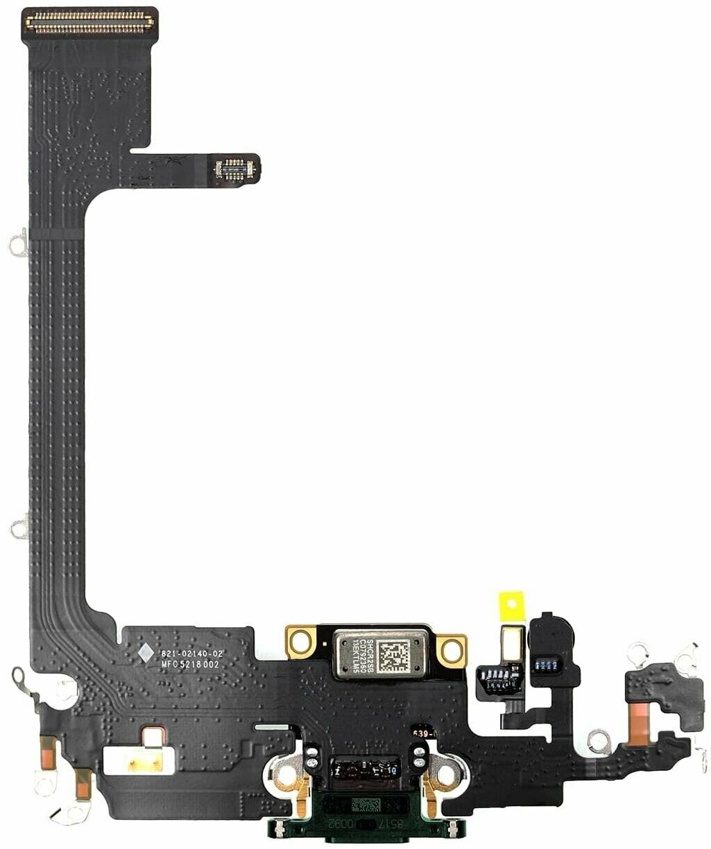 Нижний шлейф (разъем зарядки и синхронизации, микрофоны) iPhone 11 Pro (Зеленый, Midnight Green) (AASP)