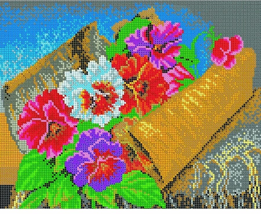 Вышивка бисером наборы картина Цветы в корзине